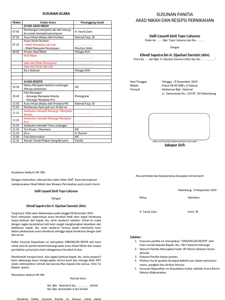 SUSUNAN PANITIA DELI | PDF