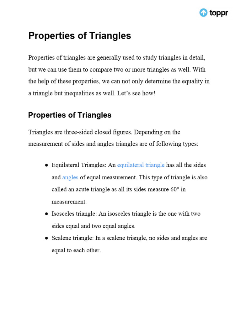 CBSE Class 10 Maths Chapter 6 Triangles Revision Notes | PDF | Triangle ...