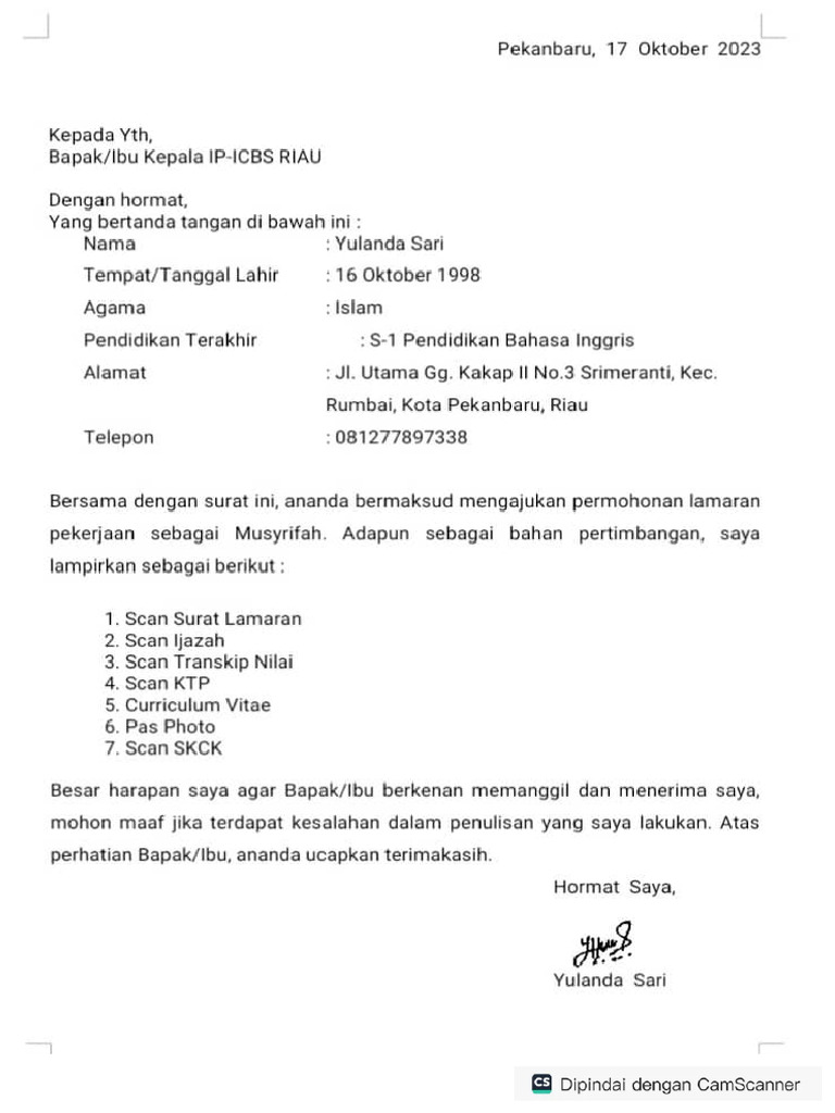 Lamaran IP-ICBS YLD | PDF