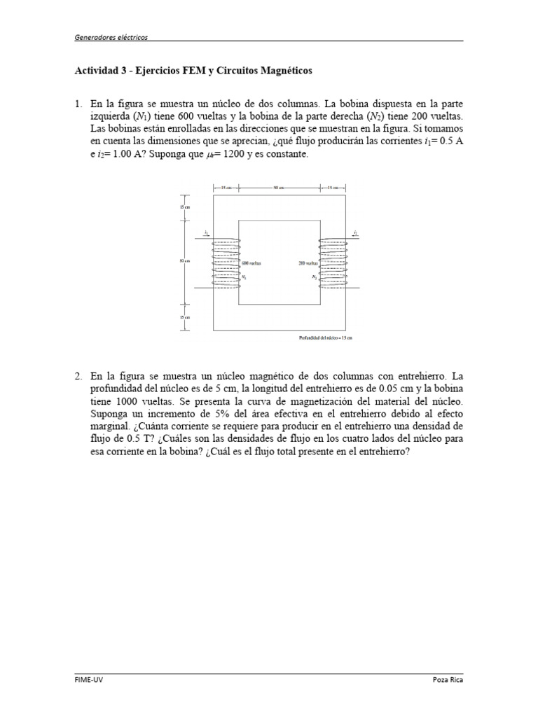 Act 3 - Ejercicios FEM y Circuitos Magnéticos | PDF