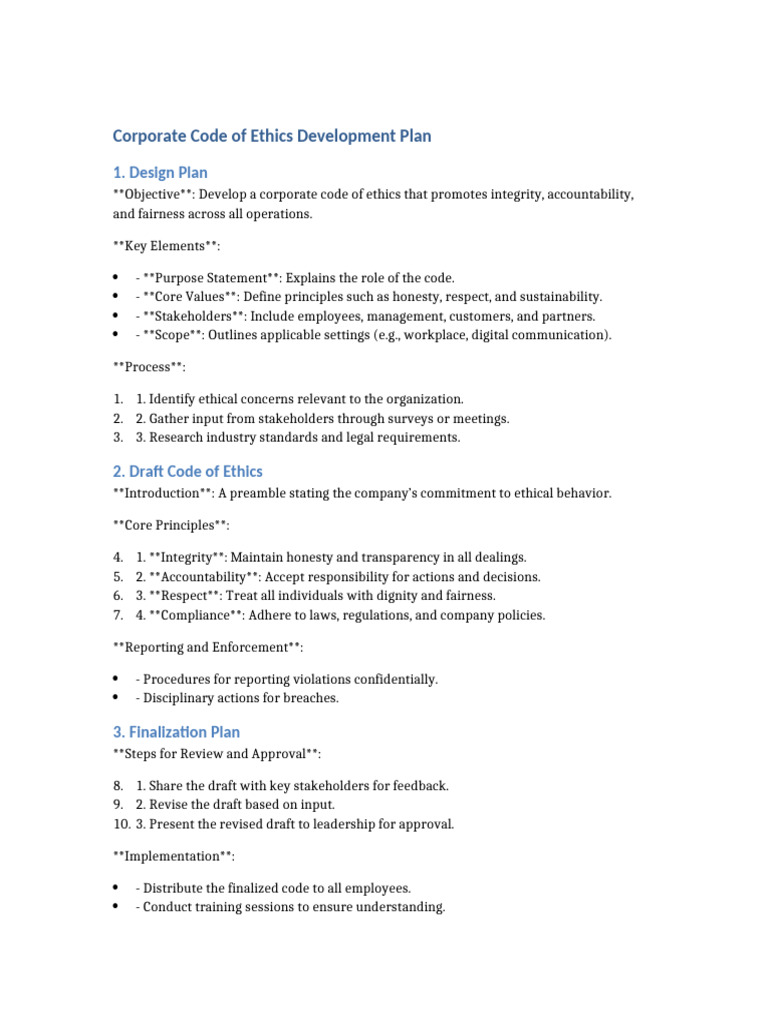 Corporate Code of Ethics Plan | PDF