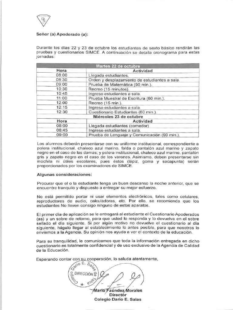 Comunicado Simce Apoderados | PDF