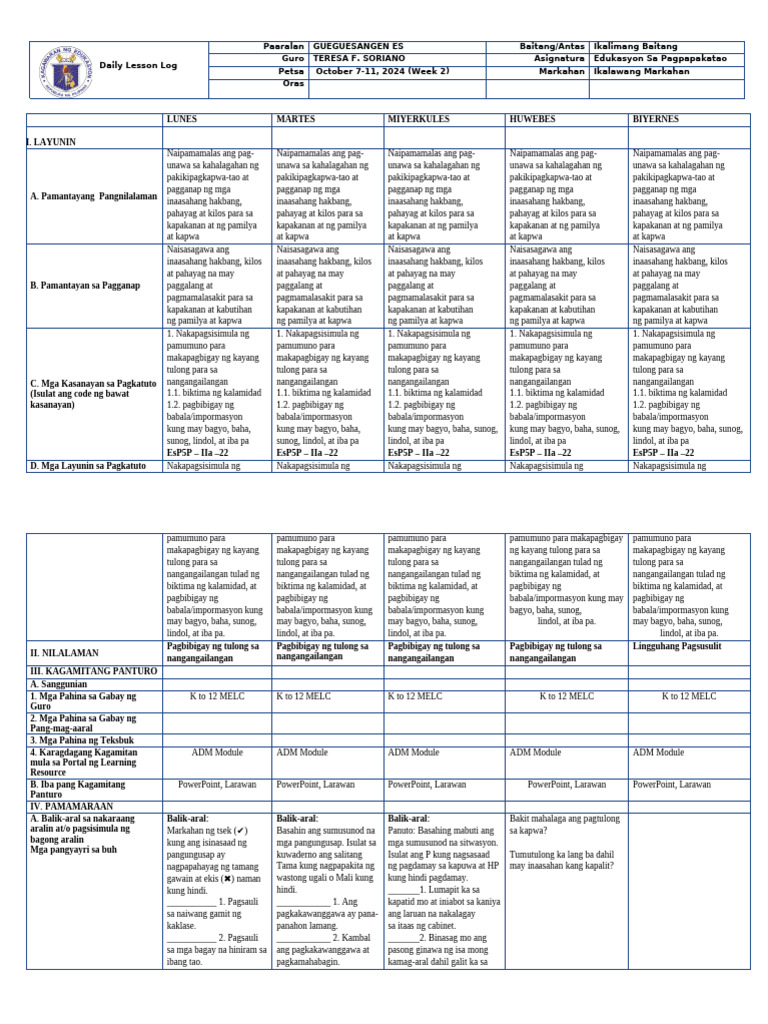 DLL Week 2 Esp | PDF