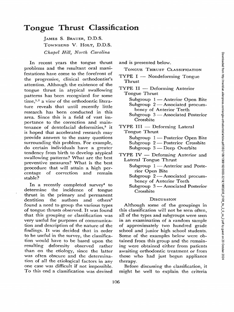 Tongue Thrust Classification, Clasificación de La Protrusión Lingual | PDF