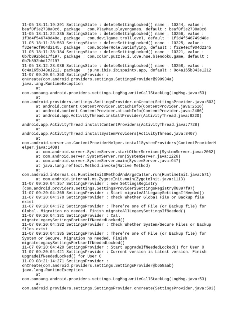 settingsprovider | PDF | Java (Programming Language) | Backup