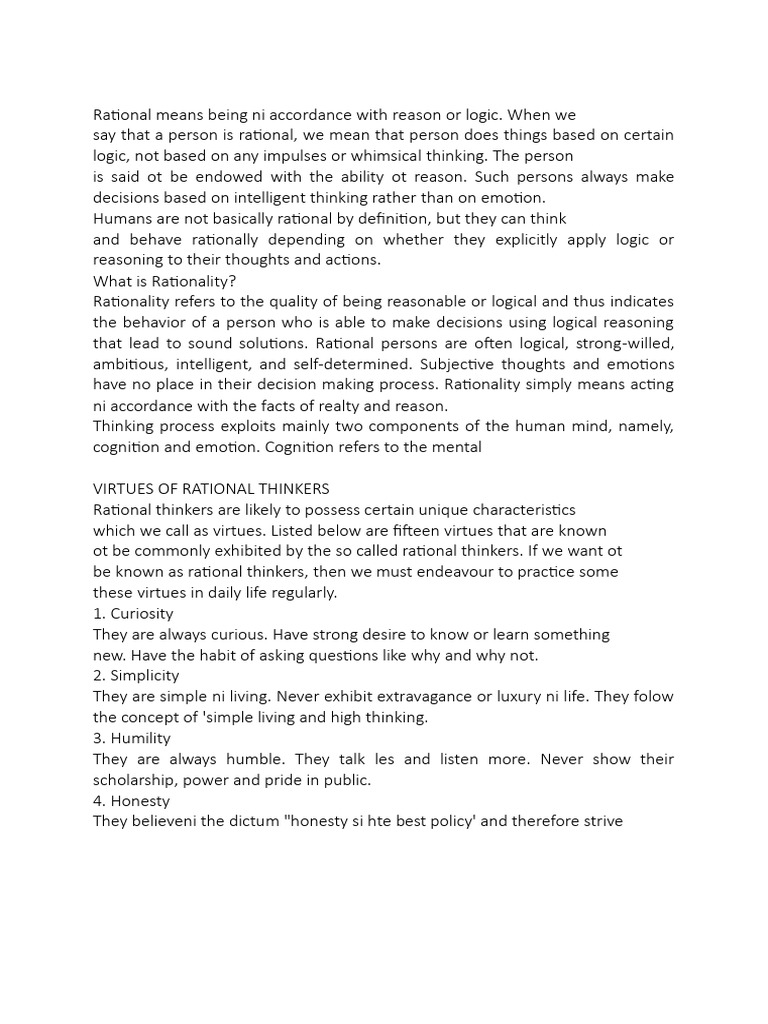 Dts Rational Thinking | PDF | Rationality | Thought