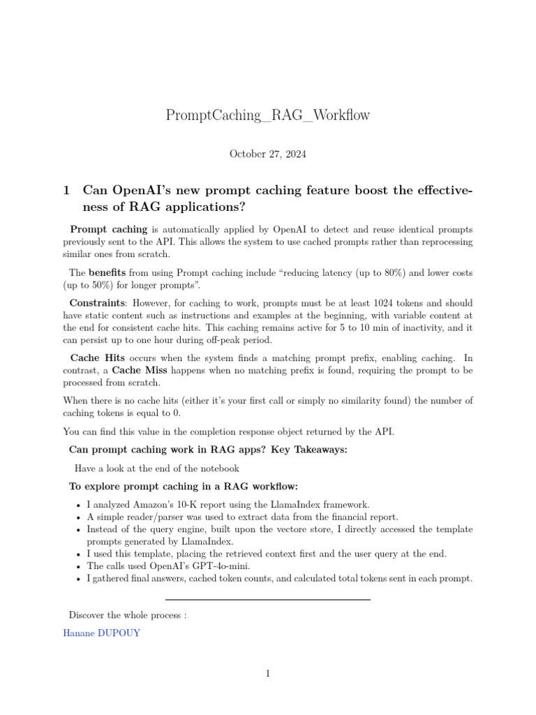 Financial Prompt Caching in RAG Apps | PDF | Cache (Computing) | Revenue