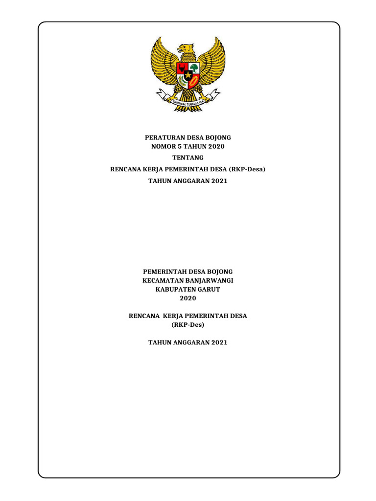 RKPDesa 2021 Desa Bojong Garut | PDF
