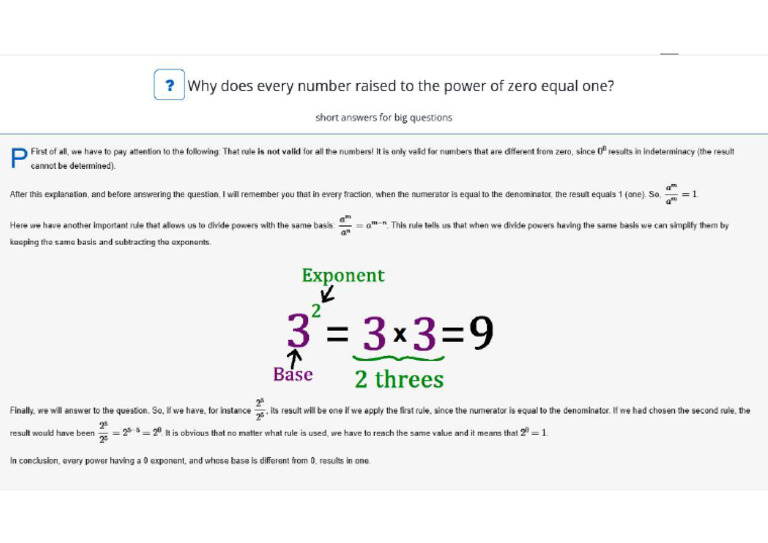 03 Why Does Every Number Raised To The Power of Zero Equal One | PDF