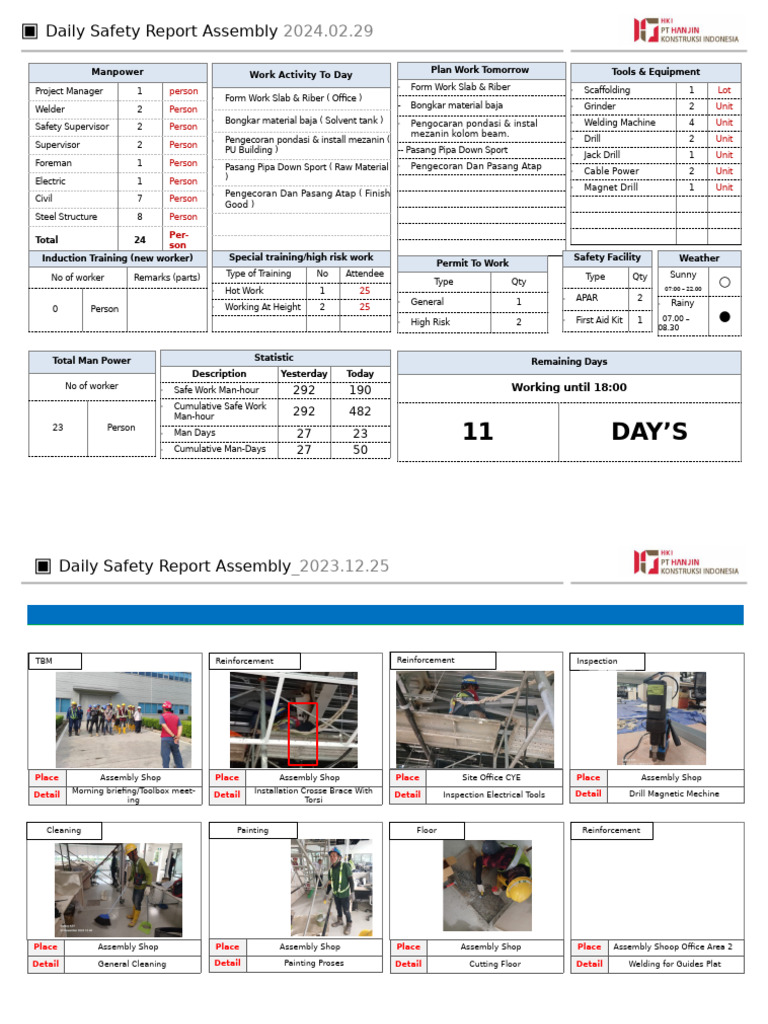 2023.12.25 - Daily Report - Assembly | PDF | Welding | Construction