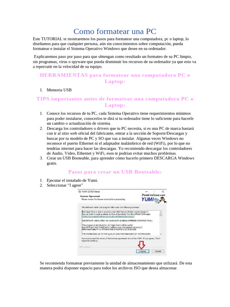Como Formatear Una PC | PDF | Memoria USB | Archivo de computadora