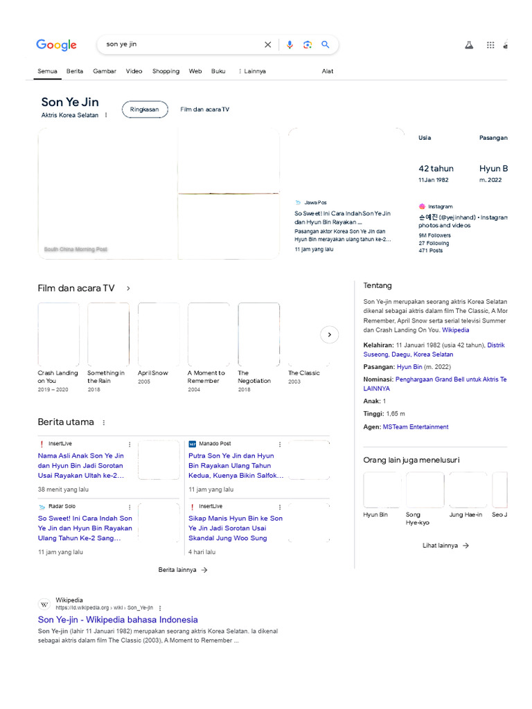 Son Ye Jin - Penelusuran Google | PDF