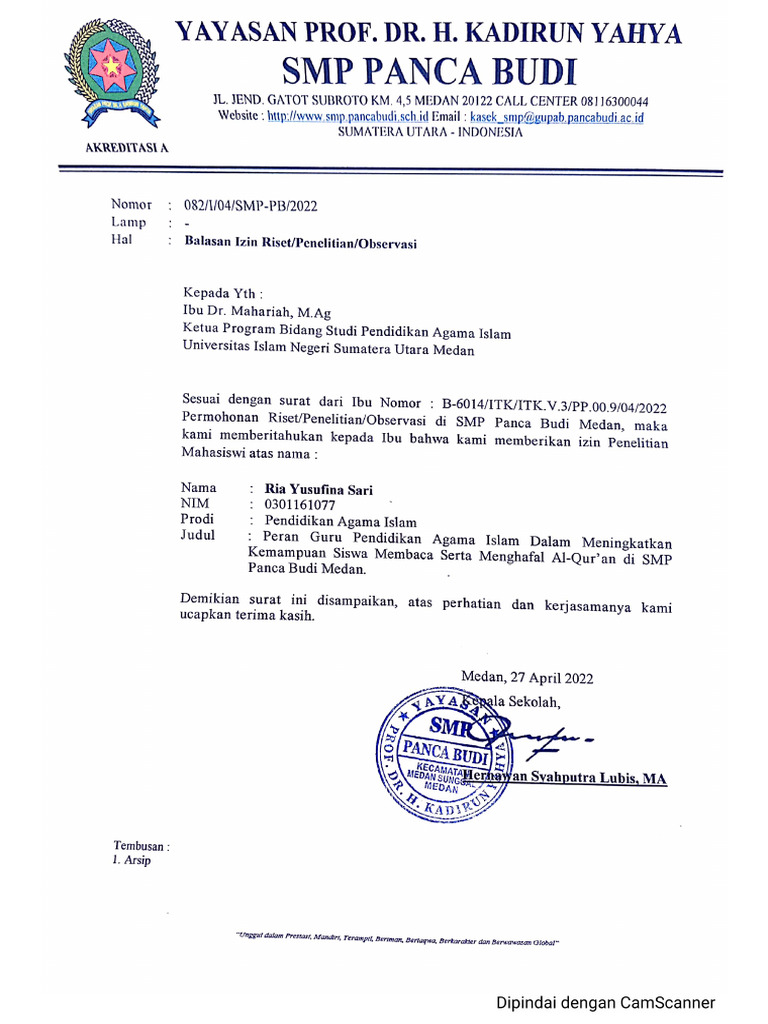Surat Balasan Riset | PDF
