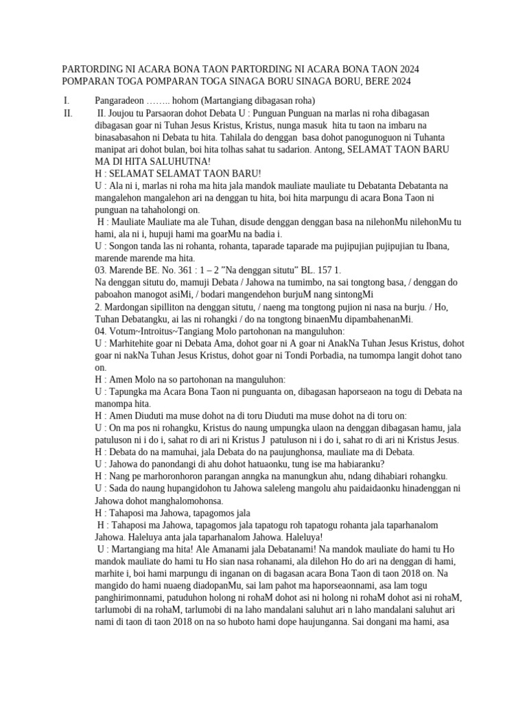 Partording Ni Acara Bona Taon Partording Ni Acara Bona Taon 2024 Pomparan Toga Pomparan Toga ...