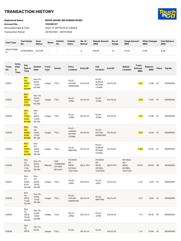 Transaction History for Mohd Sahril | PDF | Payments | Banking Technology