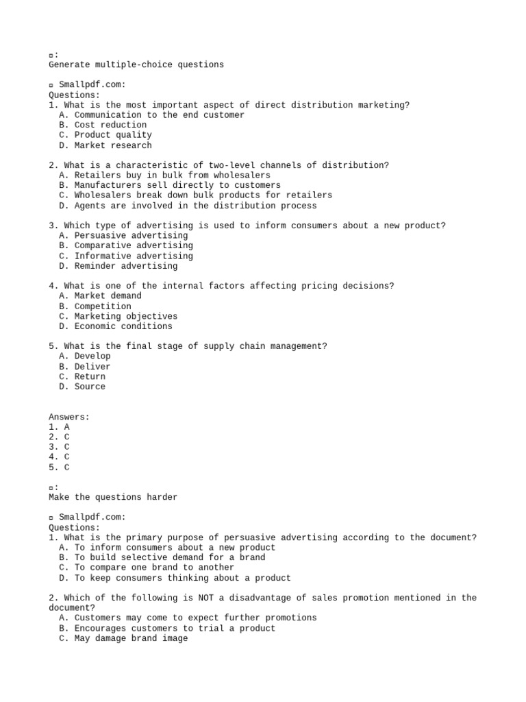 Prin MKTG Q2 W1 - Generate Quiz | PDF | Marketing | Pricing