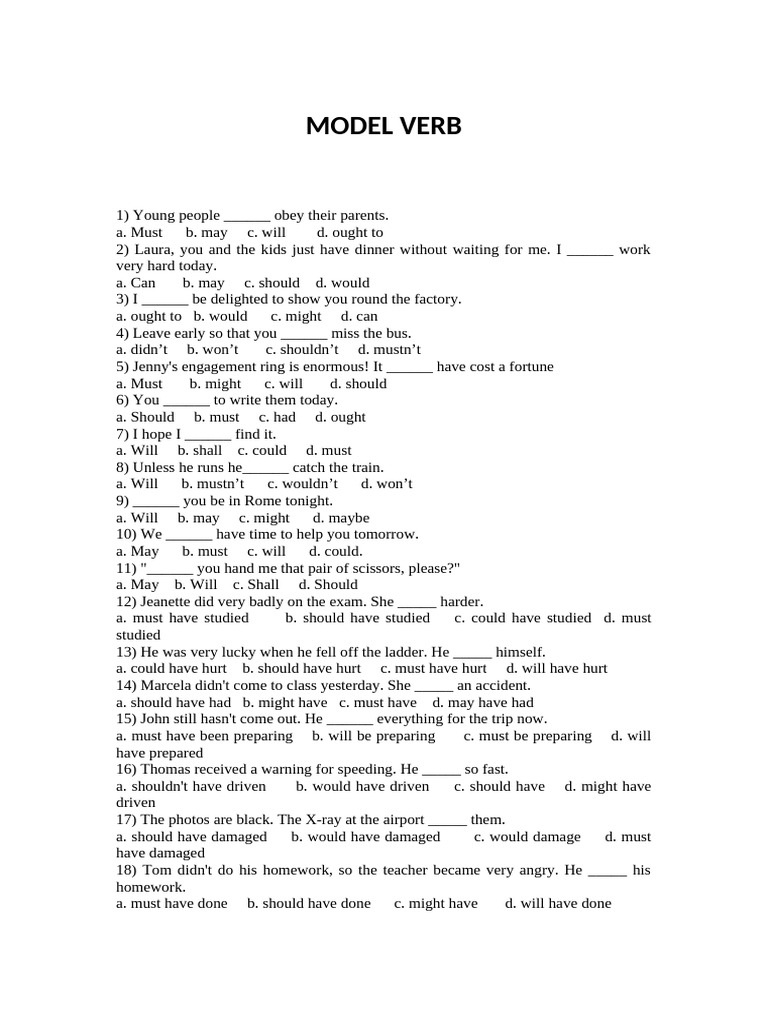 Bài Tập Model Verb | PDF