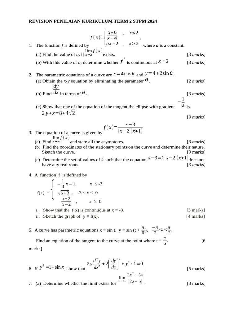 Revision PK Term 2 STPM 2024 2Q | PDF