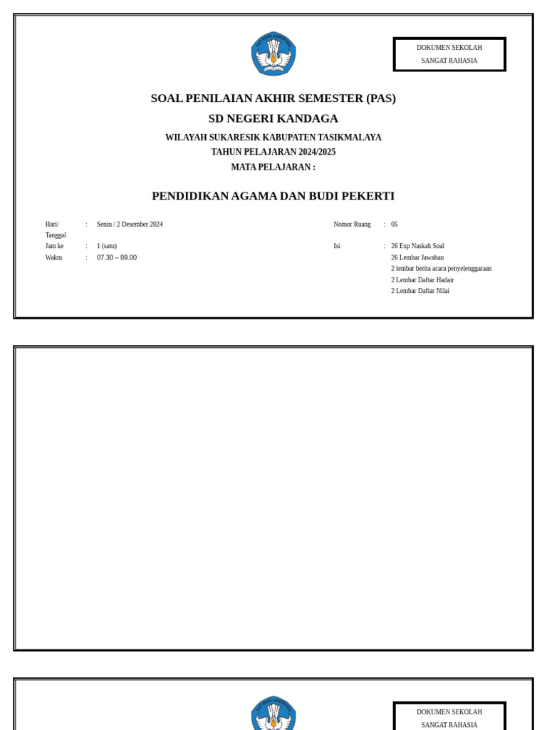 Kop Amplop Pas Kelas 5 | PDF