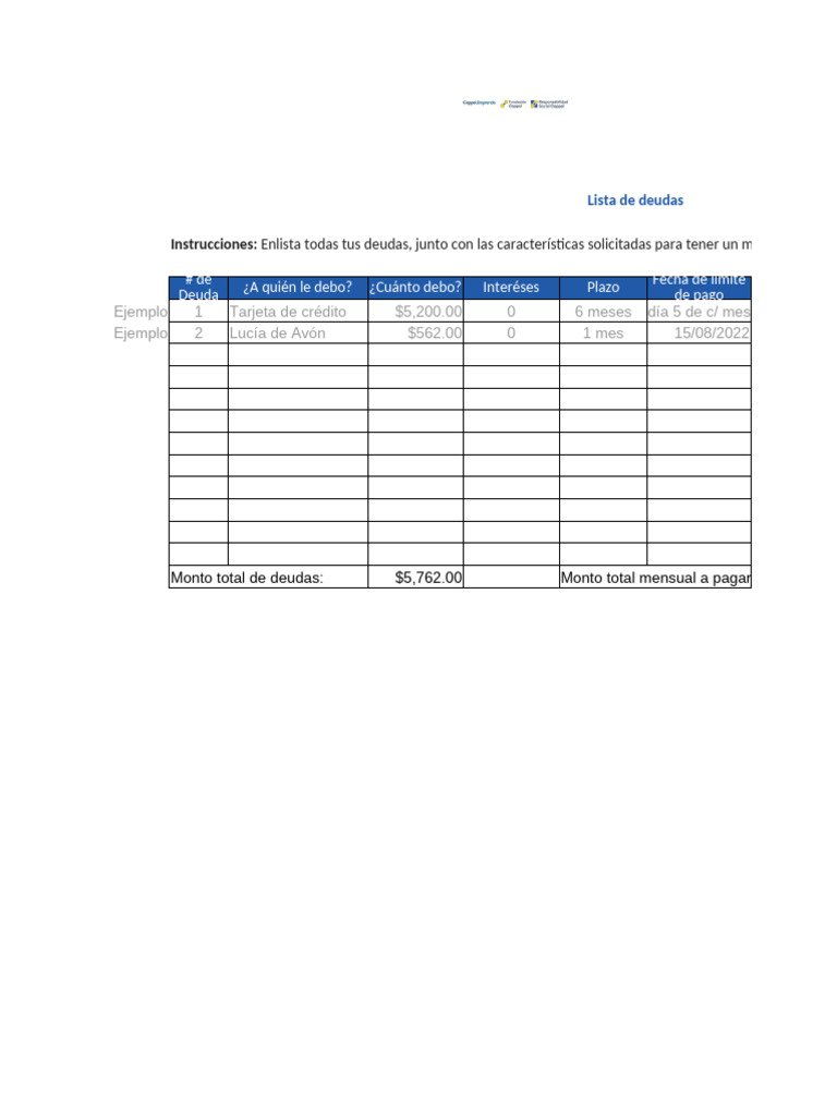 Descargable Lista de Deudas | PDF