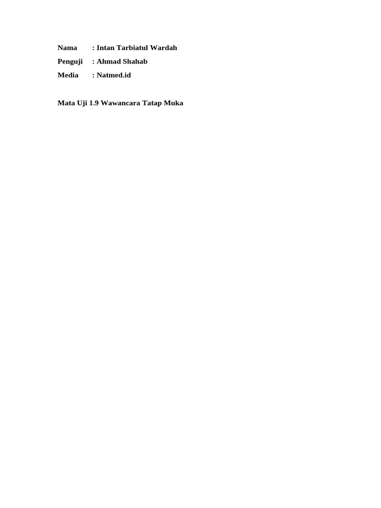 Mata Uji 1.9 Intan Natmed - Id | PDF