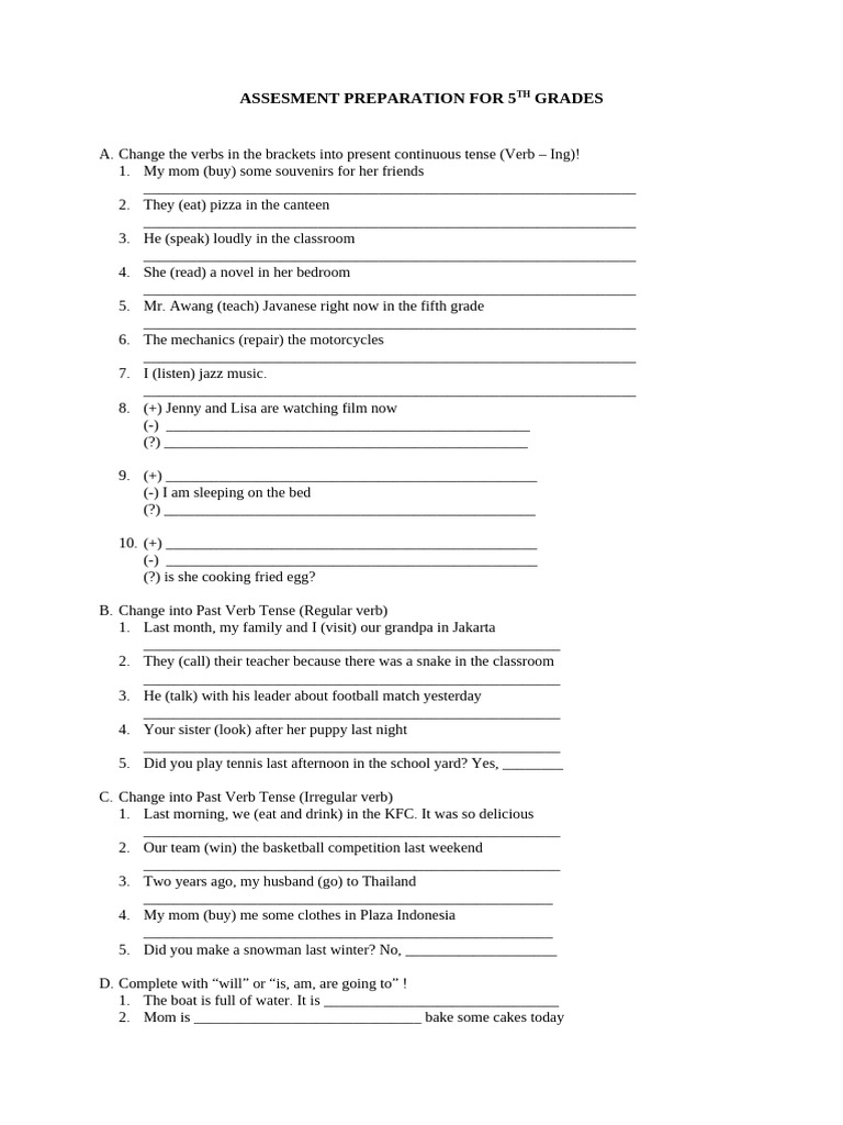 Assesment Preparation For 5TH Grades | PDF