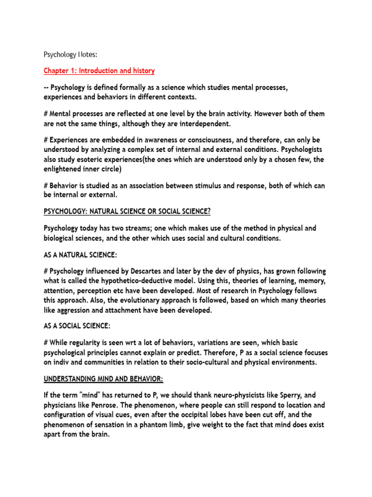 Psychology Ncert Notes | PDF | Perception | Nervous System