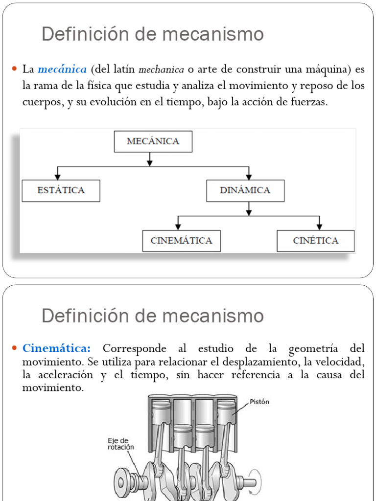 Definición y Clasificación de Mecanismos | PDF | Fuerza | Cinemática