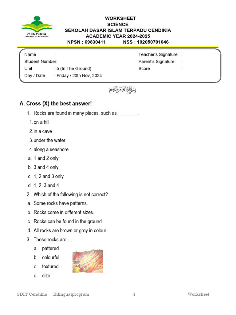 Worksheetscience 2ND Graders - Unit 5 | PDF | Silt | Soil