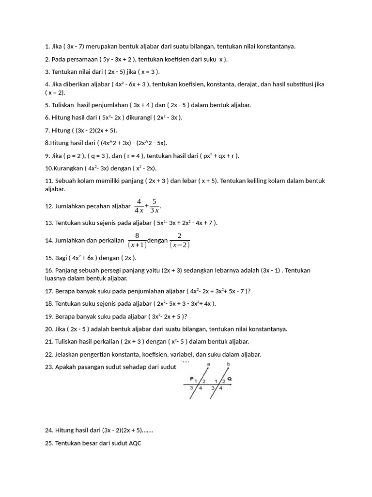Soal MTK Uas Kelas 7 | PDF