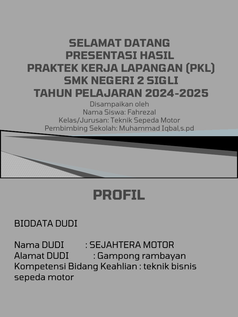 FORMAT PRESENTASI PKL - Fahrezal - PPTX - 20241120 - 124648 - 0000 | PDF