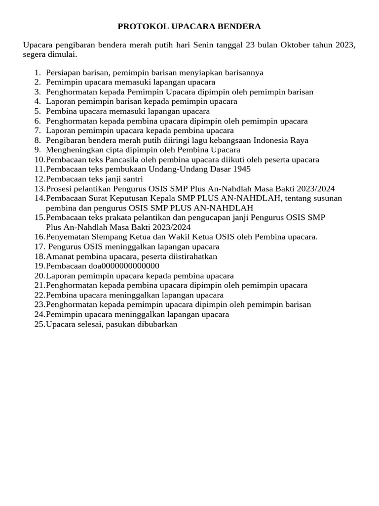 Protokol Upacara Bendera | PDF