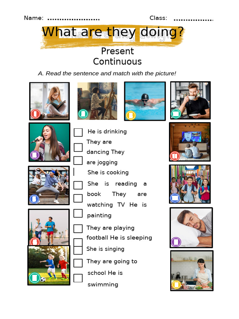 Present Continuous Tense What Are They Doing - 160472 | PDF