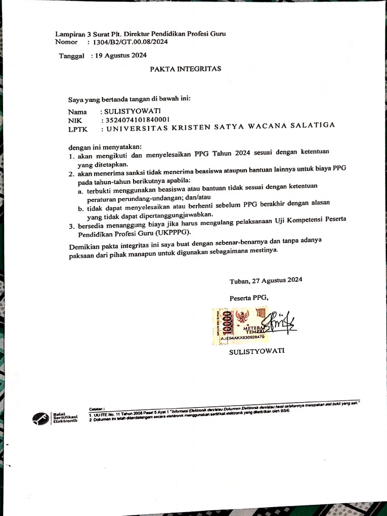 Pakta Integritas | PDF