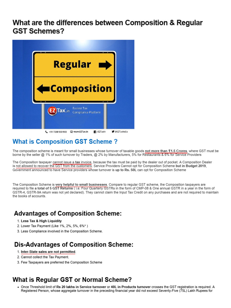 Difference Between Composite GST and Reguler GST - EZTax - in | PDF ...