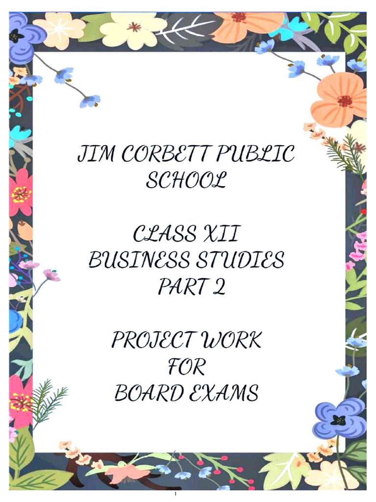 Business Studies Class XII Project Work Part | PDF