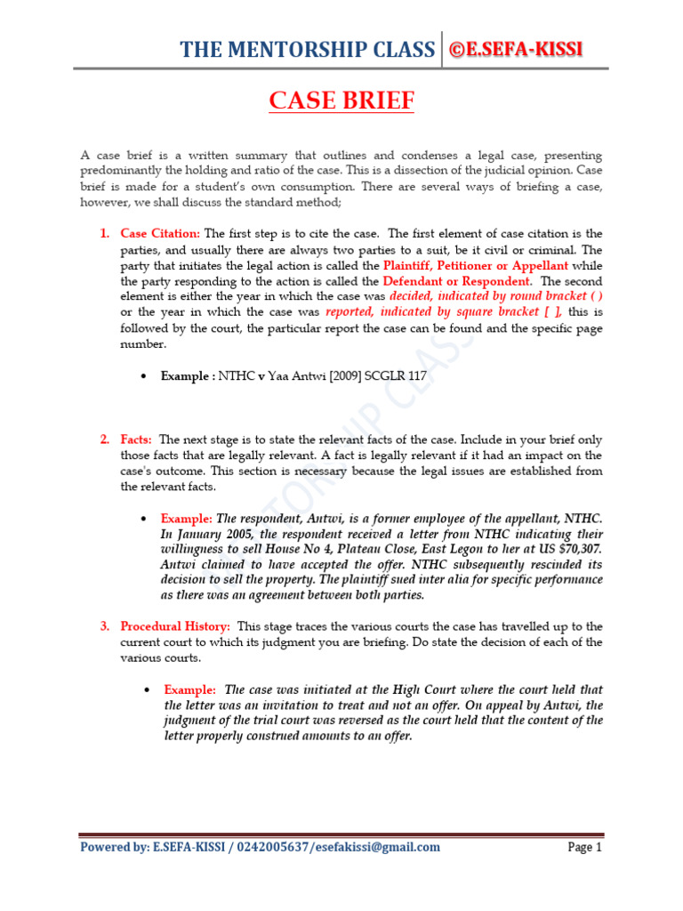 Case Brief_Basic Steps | PDF | Offer And Acceptance | Lawsuit