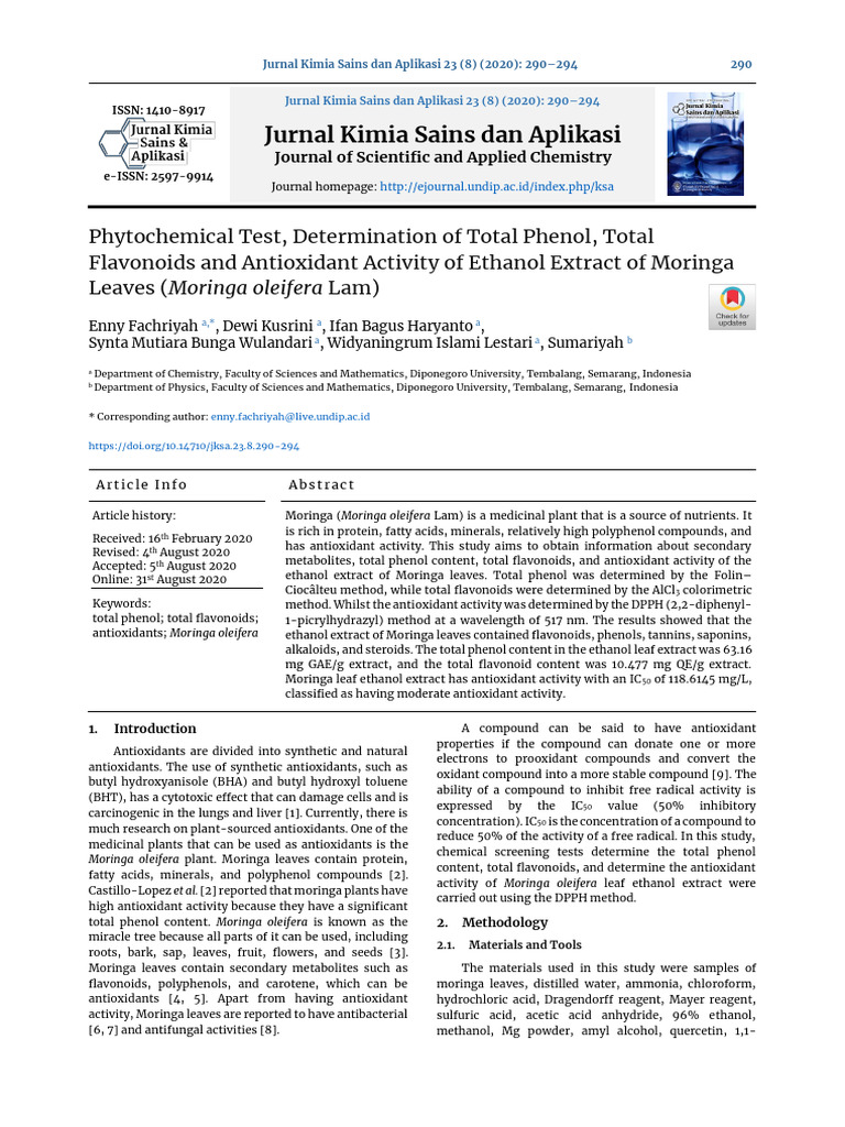Fachriyah, 2020 | PDF | Polyphenol | Flavonoid