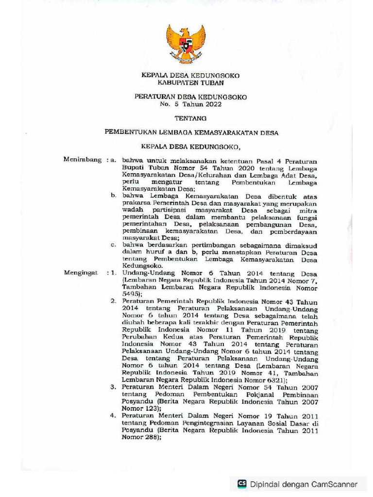 Plumpang - Kedungsoko - Perdes LKD | PDF