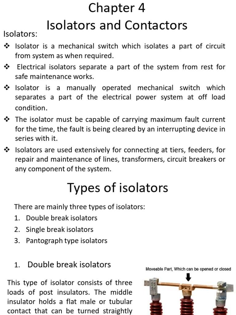 Chapter 4 Isolators and Contactors | PDF | Switch | Power Engineering