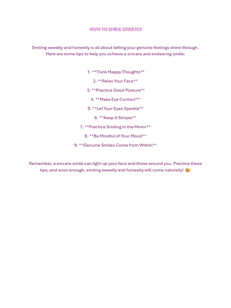 How To Smile Sweetly | PDF