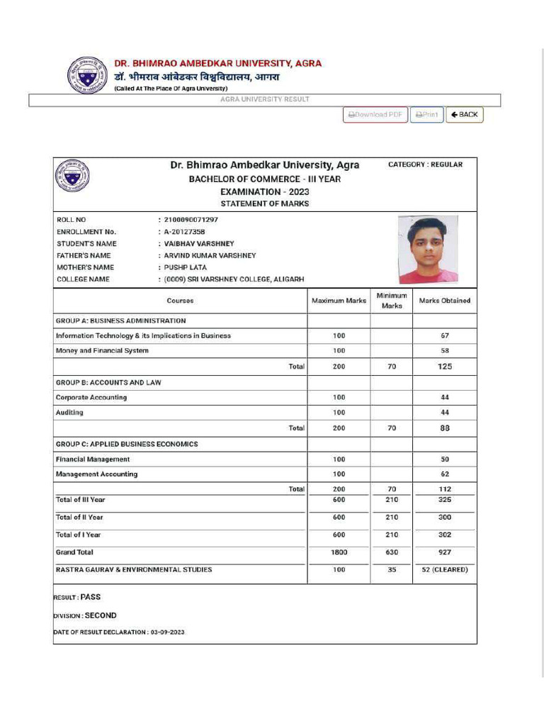 Bcom Final Result | PDF