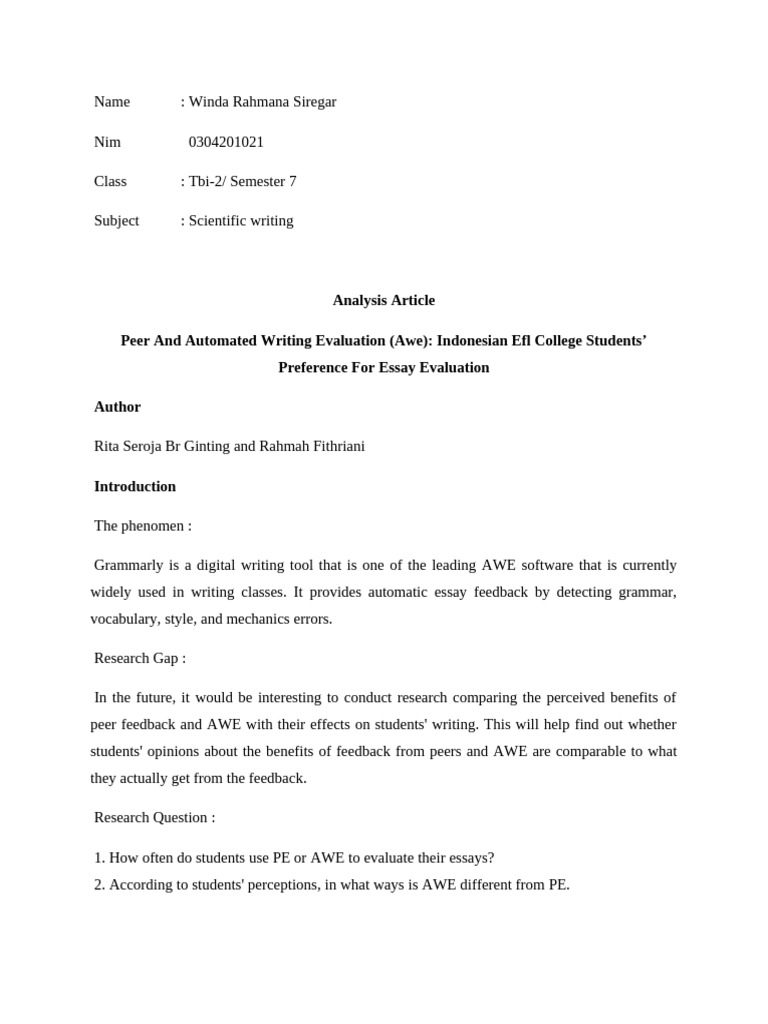 Analysis Article - Winda Rahmana Siregar | PDF | Qualitative Research ...