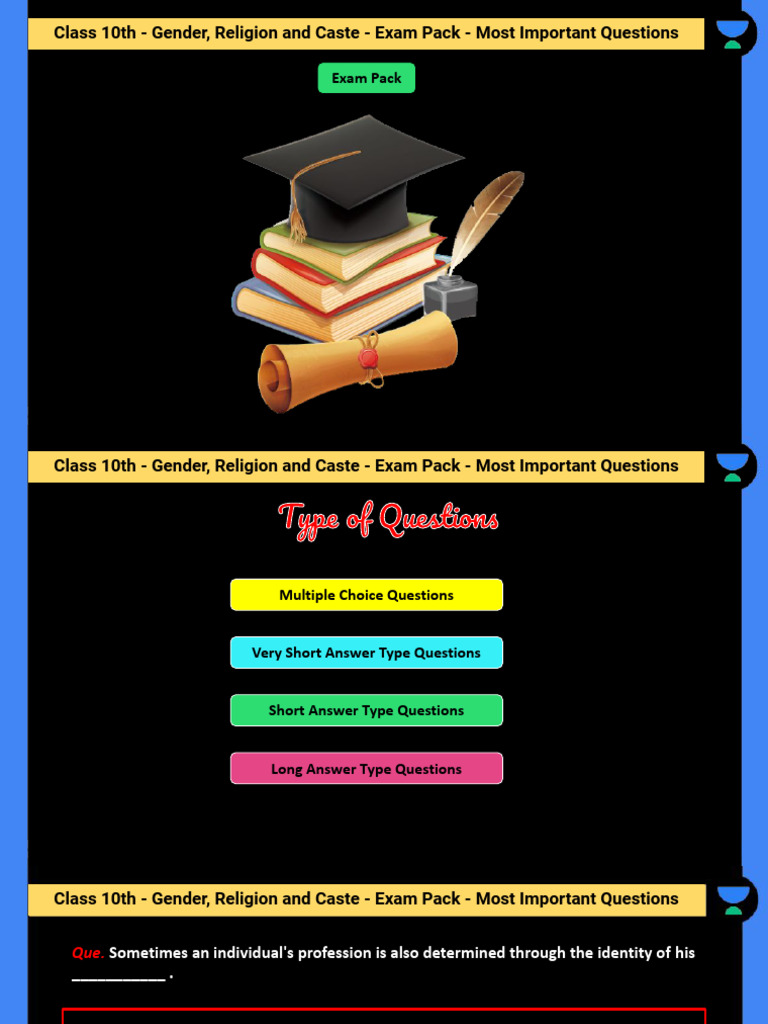 Class 10 Gender, Religion & Caste Exam Guide | PDF | Patriarchy | Caste