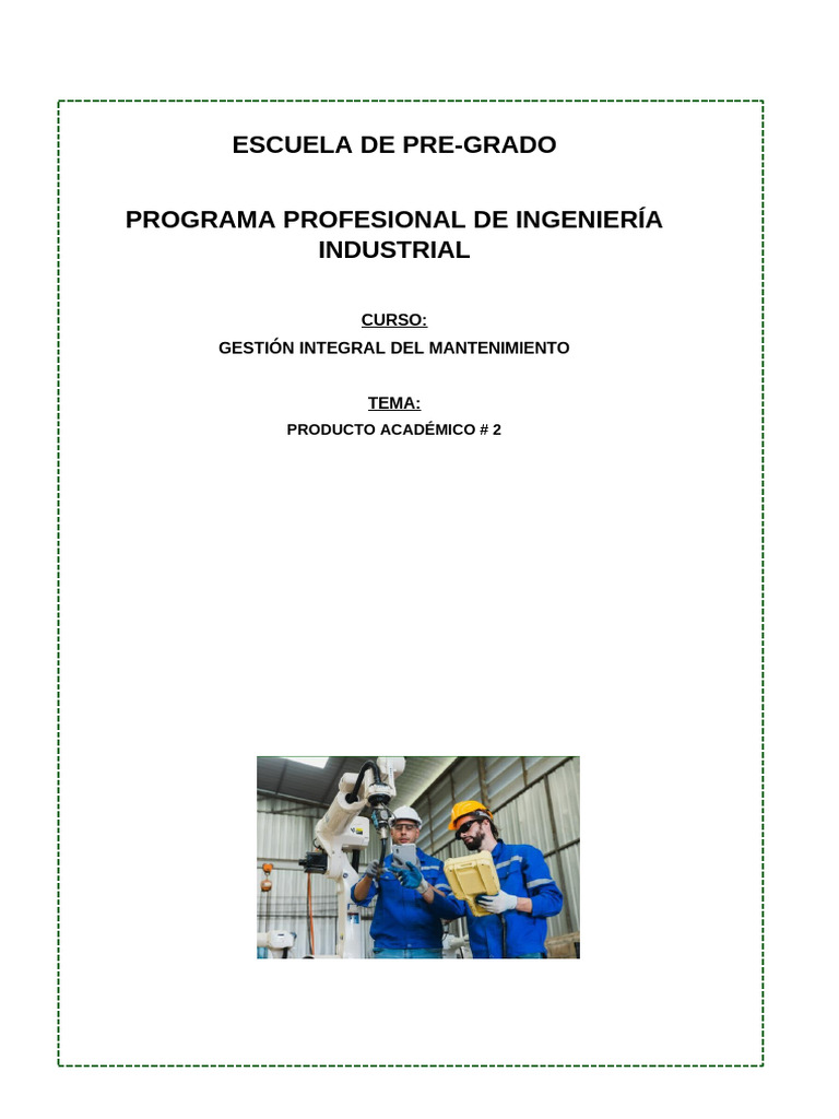 Producto Academico 2 Gestion Integral de Mantenimiento | PDF | Lubricante | Ingeniería de ...