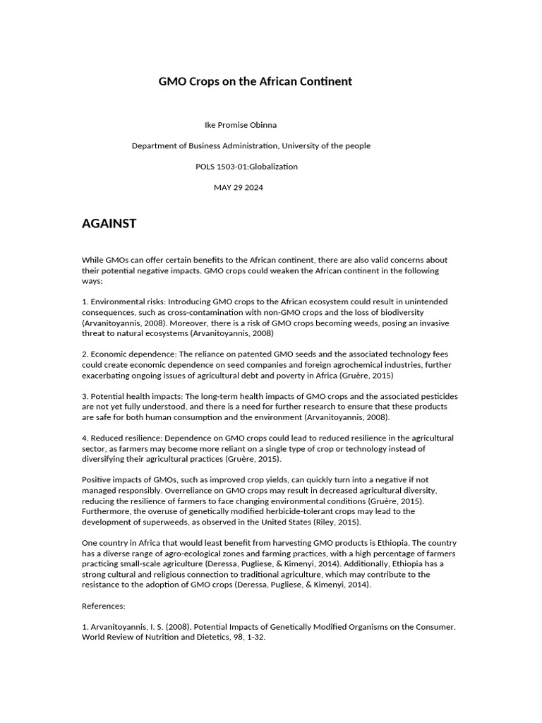 POLS Writing Assignment Unit 7 | PDF | Agriculture | Genetically ...