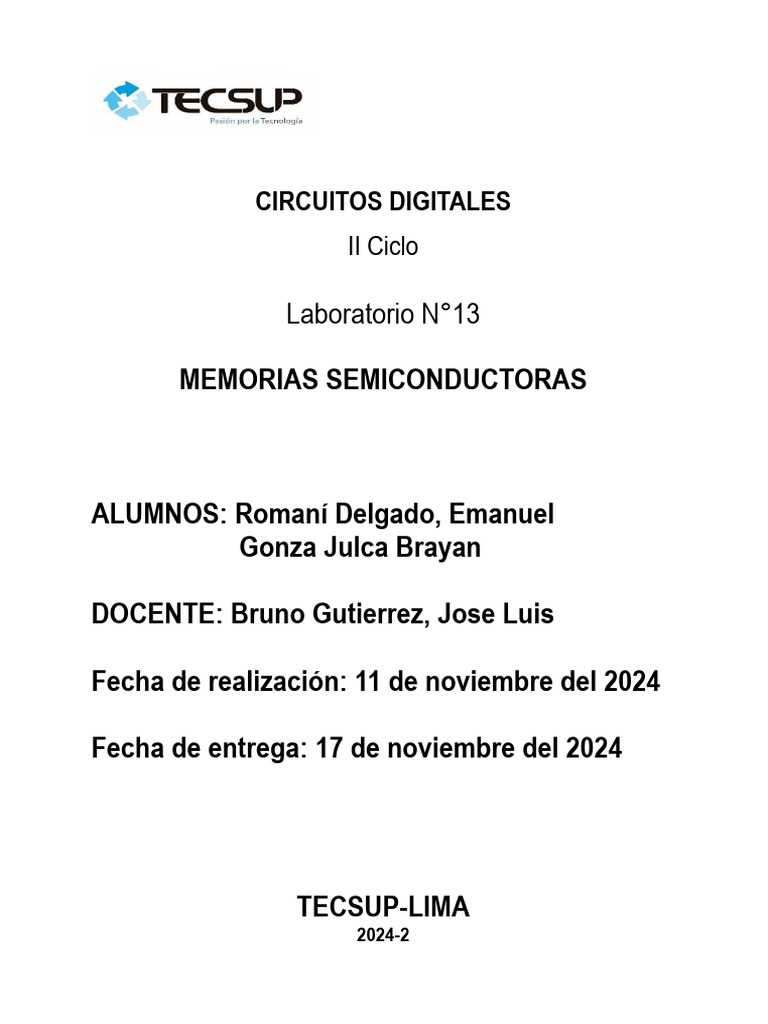 Lab13 Memorias | PDF | Memoria de acceso aleatorio | Almacenamiento de datos de la computadora