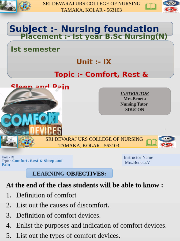 Unit - IX Comfort and Comfort Devices New | PDF | Mattress | Pillow