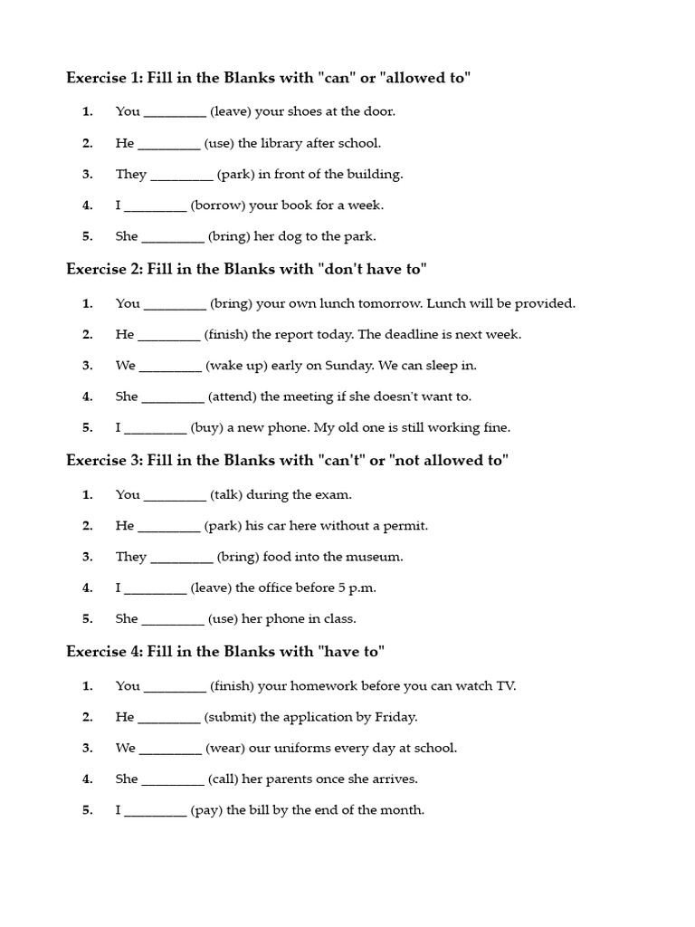 TALKING ABOUT RULES - Exercises | PDF