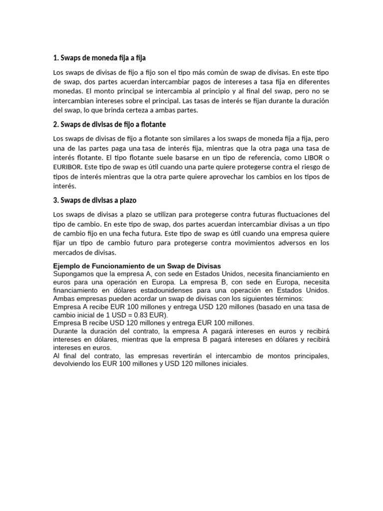 Tipos de Swaps de Divisas Explicados | PDF